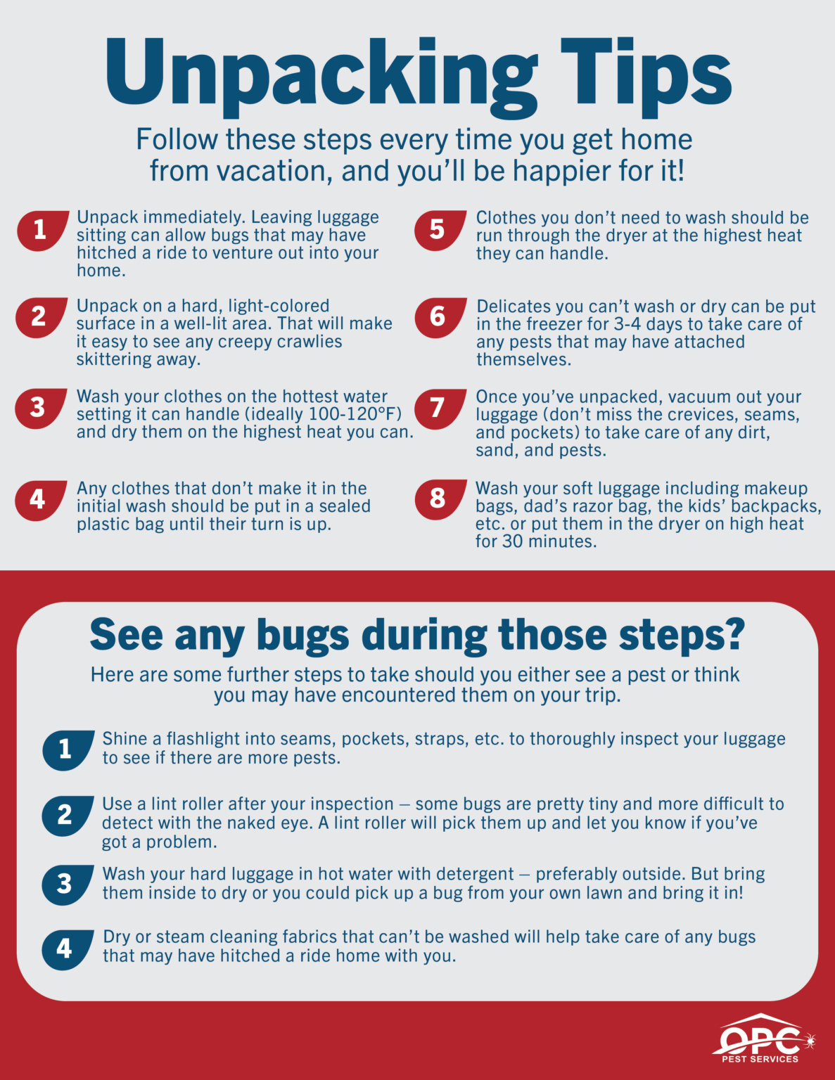 8 Post-Travel Luggage Tips - OPC Pest Services